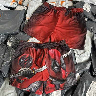 出口订单 死仕小贱贱Deadpoo周边夏季短裤男双层网眼速干透气街头
