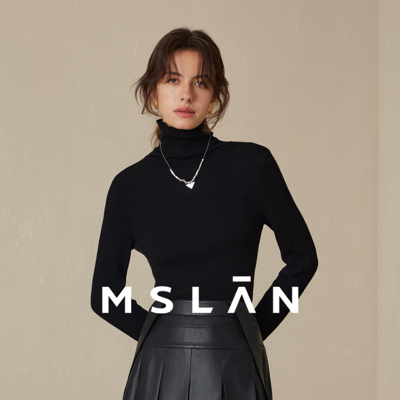 【100%羊毛打底针织衫】MSLAN秋冬堆领长袖云朵针织套衫MEDE1319_虎窝淘