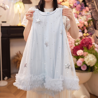 【BK】女童连衣裙夏季新款星星纱裙儿童背心裙无袖公主裙HCF057