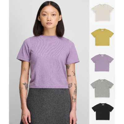 Extreme Cashmere N°267 tina 多色羊绒混纺短款圆领短袖上衣