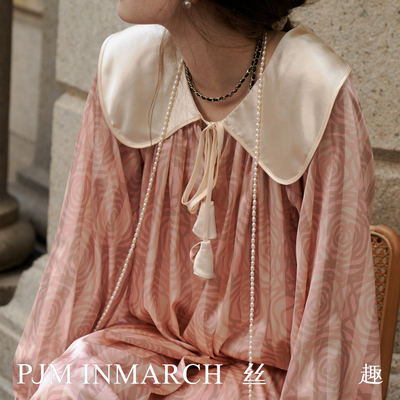 PJMINMARCH法式真丝玫瑰睡裙