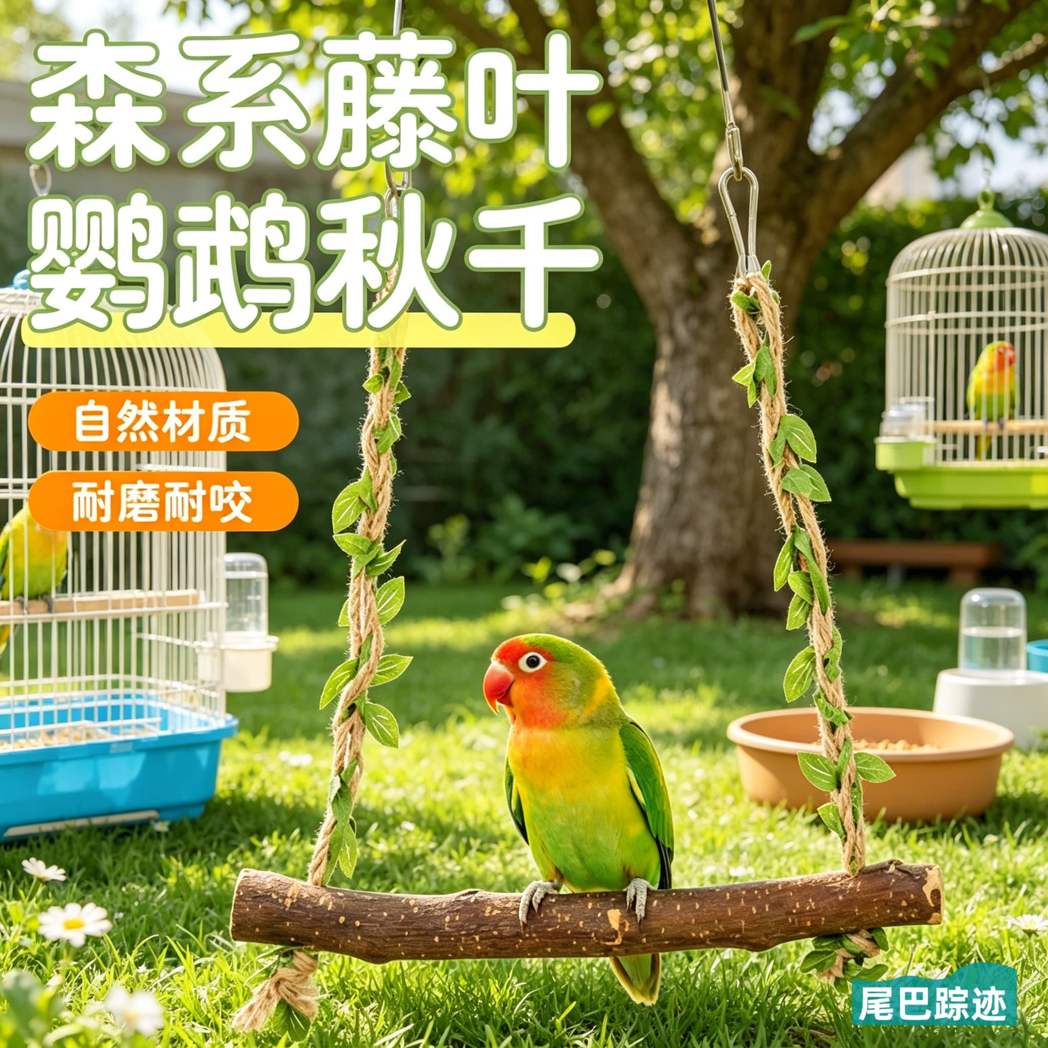 鹦鹉秋千爬梯玩具虎皮玄凤牡丹吊环秋千鸟笼配件自嗨解闷啃咬玩具