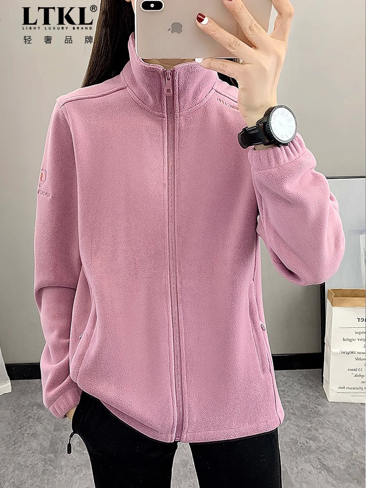抓绒衣女摇粒绒外套冲锋衣内胆颗粒绒保暖户外运动2025春秋妈妈装