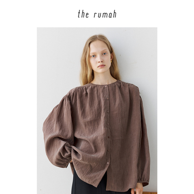 therumah褶皱肌理量感宽松衬衣