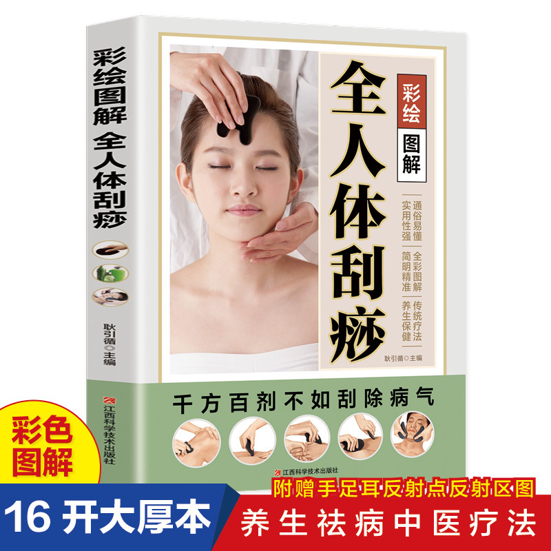 正版速发 彩绘图解全人体刮痧 图解手法中医养生书籍推拿按摩书籍手法穴位图人体经络穴位图解书家庭保健养生书