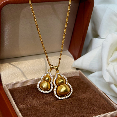 韦雪同款双面佩戴葫芦项链古法