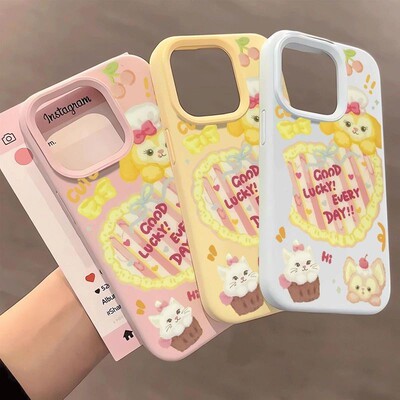 卡通爱心饼饼适用于小米15pro手机壳红米note14/13/12液态大孔11Tpro软胶k80pro k70趣味civi3时尚可爱保护套