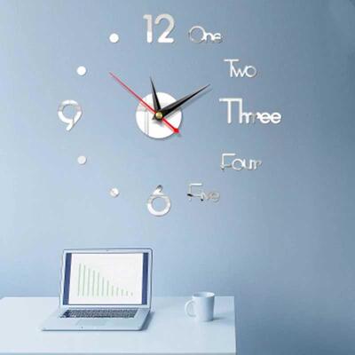 DIY Digital Wall Clock 3D Mirror Surface Sticker Silent Cloc
