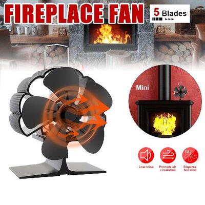 5 Leaf Mini Fireplace Fan Thermal Power Ecological Silent
