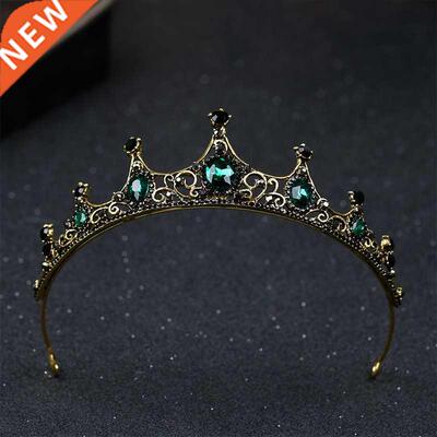 KMVEXO New Elegant Green Crystal Crown Bridal Hair Accessori