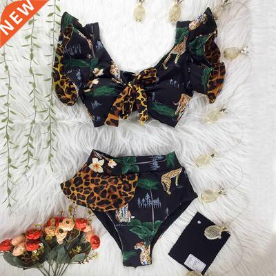 2020 New Bikini Floral Ruffled Bikini Set Women V-neck High