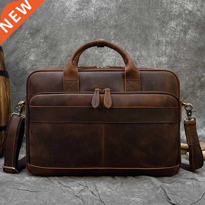 MAHEU Men Briefcase Genuine Leather Laptop Bag 15.6