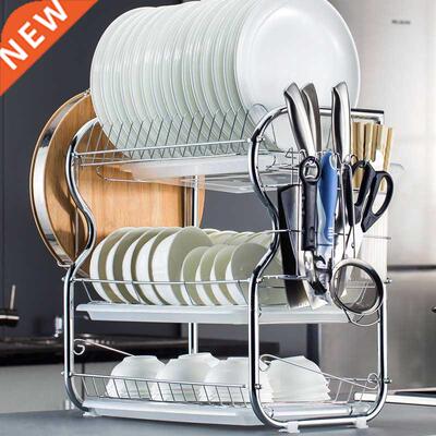 1/2/ Layers Bowl Rack Drying Dishes Metal Holder Stand