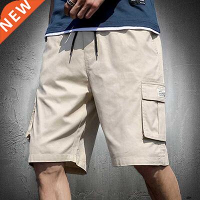 Mens Shorts Summer Cargo Shorts Fashion Knee Length Drawstri