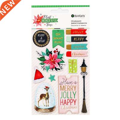 CRZCrafter Chipboard Stickers Foil Christmas Design For Scr