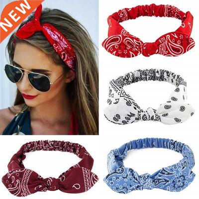 New Boho Women Soft Solid Print Headbands Vintage Cross Knot