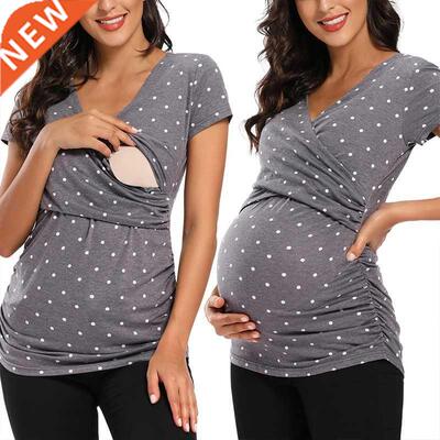 Womens Maternity Clothes Breastfeeding Clothing Short Sleeve