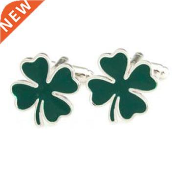 TZG10277 Green Clover Cufflink 2 Pairs Free Shipping Promoti