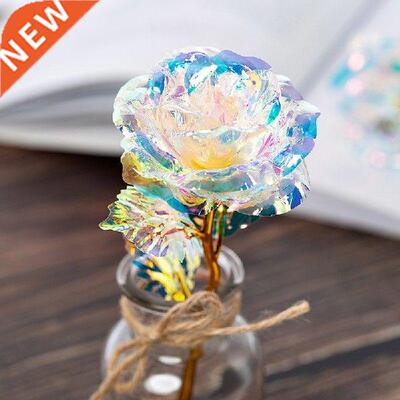 1PC Simulation Rose Eternity 24K Gold Foil Flower Rainbow