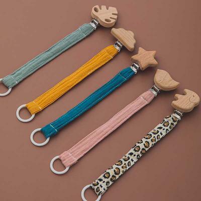 1pc Baby Cotton Pacifier Chains Beech Wood Pacifier Clip Car
