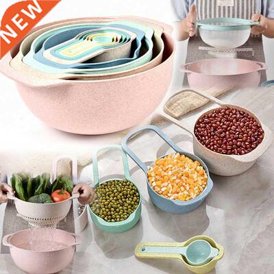 10Pcs Wheat Stalk Rainbow Bowl Measuring Spoon Set Kitchen