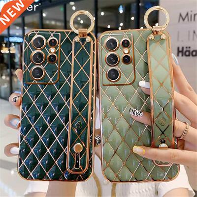 Luxury Gold Plating Wristband Holder Case For Samsung S22 S2