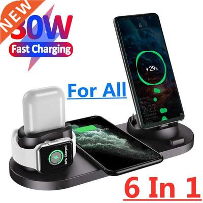 NEW 30W 6 in 1 Wireless Charger for iPhone 13 12 Pro Max X 8