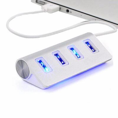 New High Speed 4 Port USB 2.0 HUB Powered Adapter Aluminum A