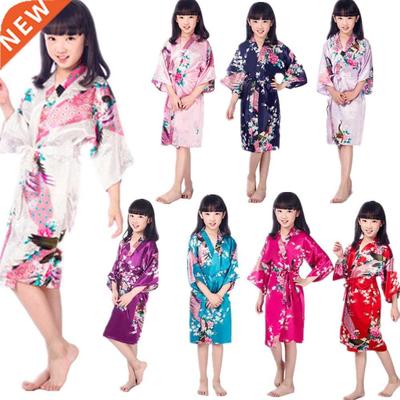 Wholesale Child's Satin Kimono Robes for Girls Kids Floral S