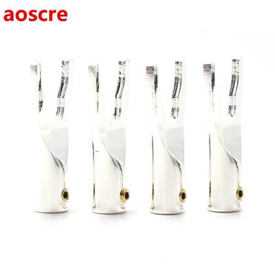 4pieces pure copper Silver plaed Y Spade plug spade adapter