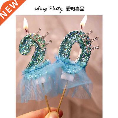 Girl irthday Shiny Candle Toppers Crown Numer Smoke-free A