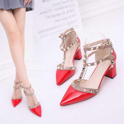 Women's shoes 2021 summer sandals pointed patent leather riv