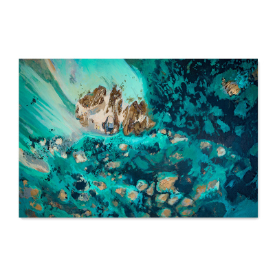 【特惠捡漏】Nina Brooke复刻艺术版画蓝绿色大海滩风景装饰画芯