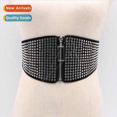 Europe fashion rivets decorated elastic wide waist seal fema