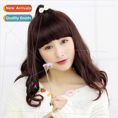 Women short hair pear wig head air Qi bangs button in long c