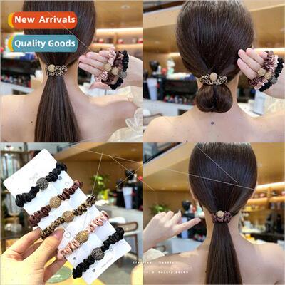 Spring round ball rhinestone large intestine hair circle lea