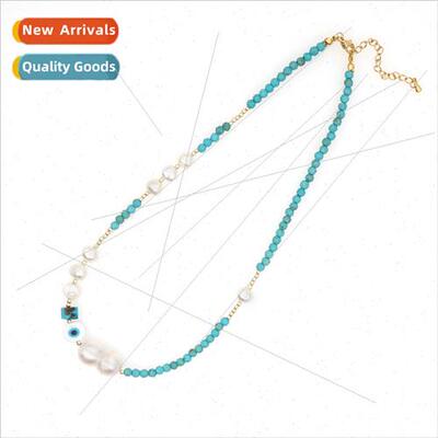 Vintage ethnic  turquoise head eye collarbone chain versatil