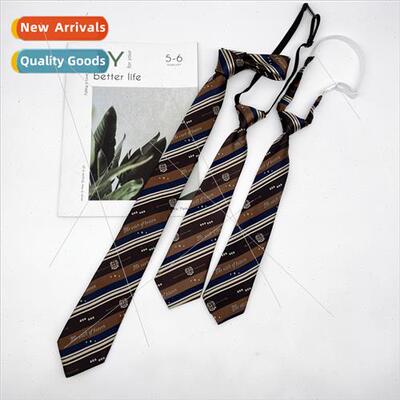Coffee striped label tie Brish unim shirt su female photogra