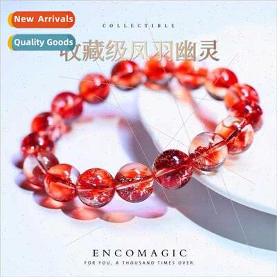 Natural Crystal Red Ghost Gum Flower Phoenix Feather Bracele