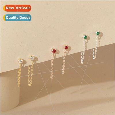 stainless steel tassel earrings Europe colorful rhinestone e