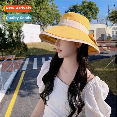 New large brim sunshade fisherman hat big bow sun hat UV out