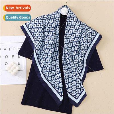 2021 new French retro 90 twill silk large square scarf women