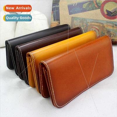 Men Long Wallet Head Layer Genuine Leather Money Clip Clutch