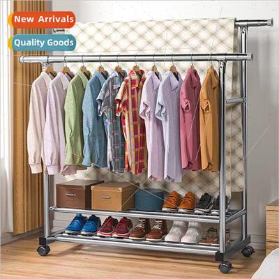 Floor-to-ceiling stainless steel coat rack vertical househol