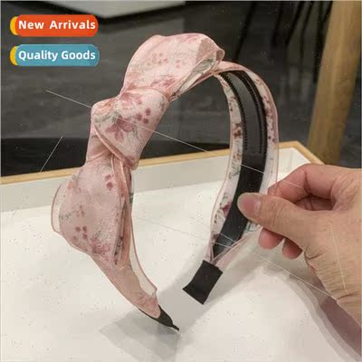 Hair band new retro floral bow hair band simple black versat
