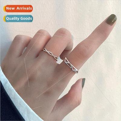 Skeleton thin prism geometric ring female Korea students sim