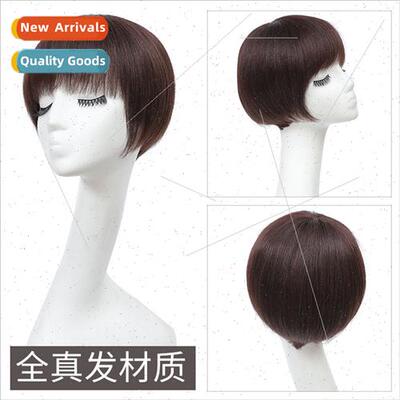 real hair wig head covering fashion short bob head ageing mo
