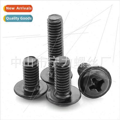 Cross recessed round head machine screws wh washers Black pa
