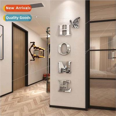 HOME family slogan acrylic 3d mirror wall stickers entryway
