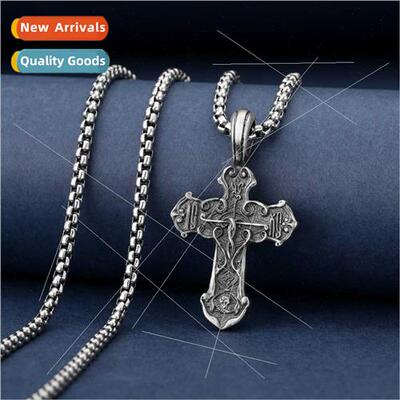 Europe retro cross necklace men personalized nd tanium steel